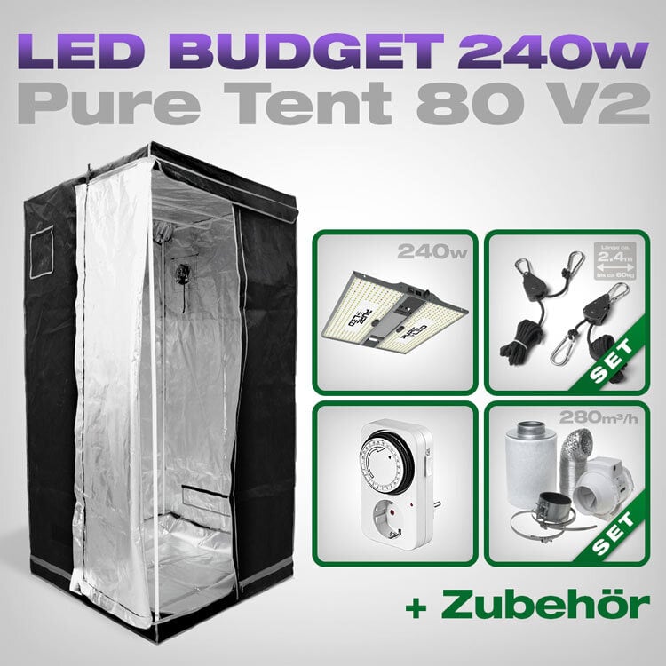 Pure Tent 80×80 LED Growbox Komplettset mit Pure LED Q240 V2 ...